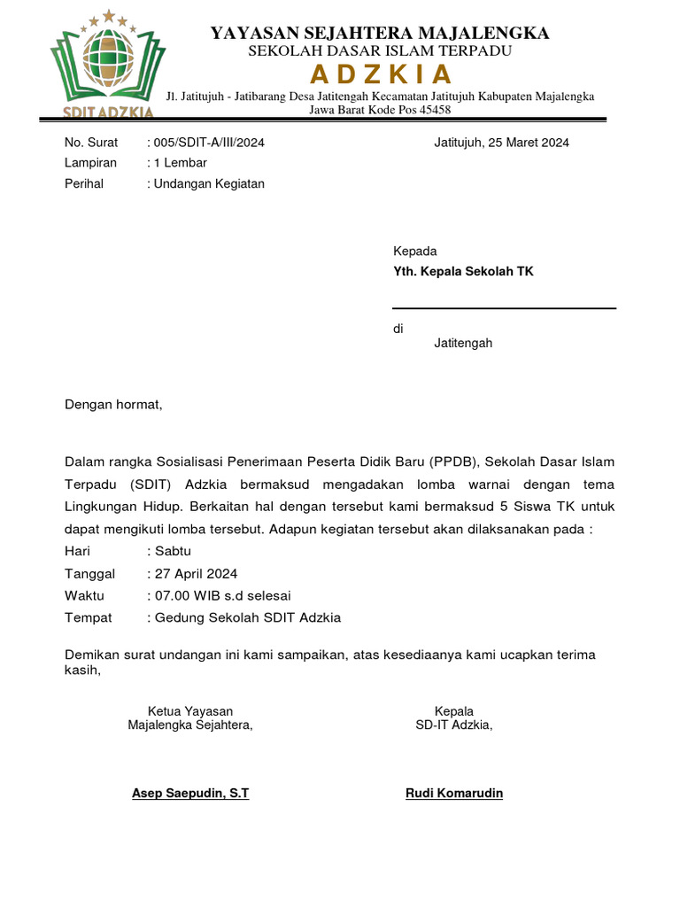 Surat Undangan Lomba | PDF