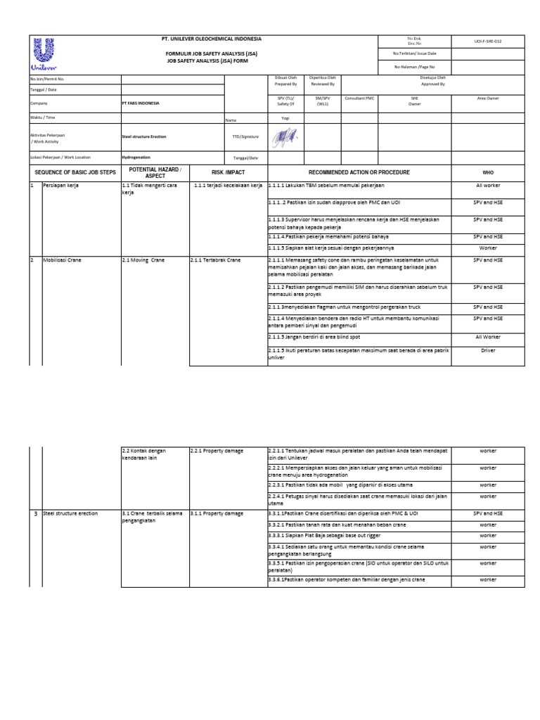 Jsa - Steel Structure Erection | PDF
