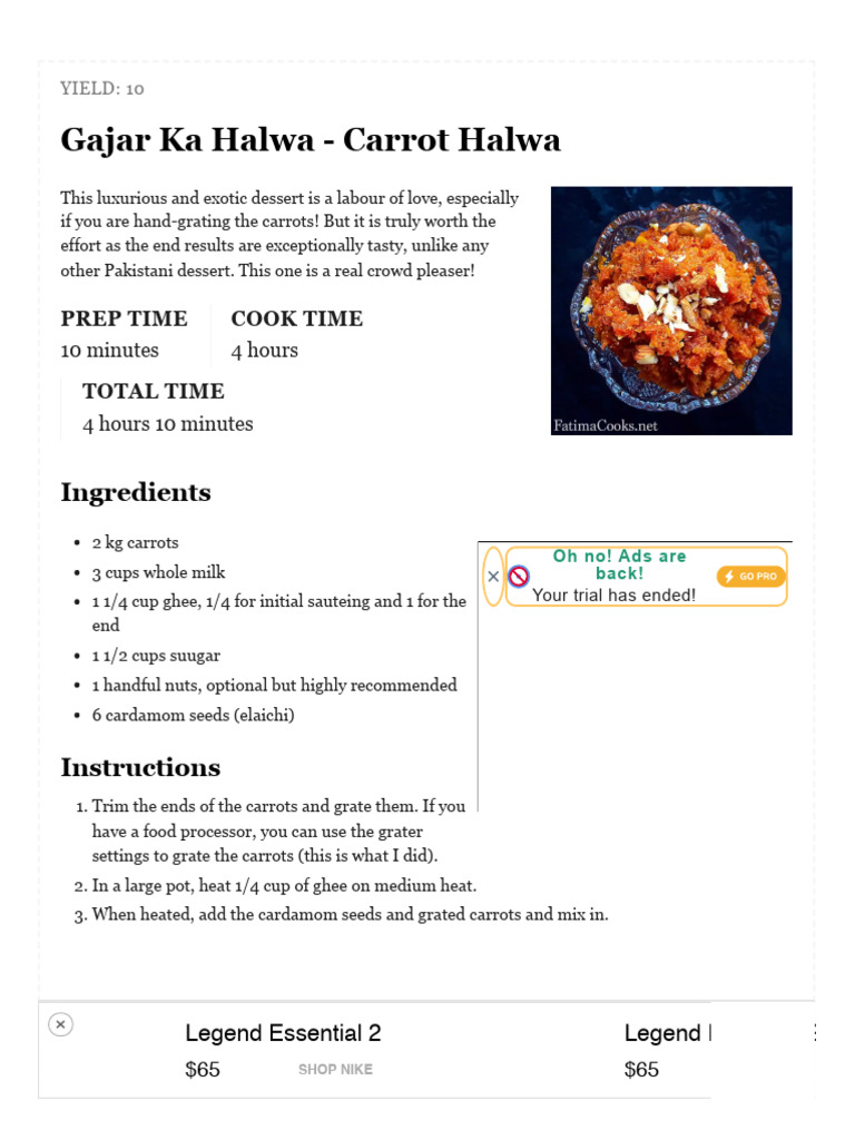 Gajar Ka Halwa - Carrot Halwa - Fatima Cooks | PDF | Foods | Cuisine