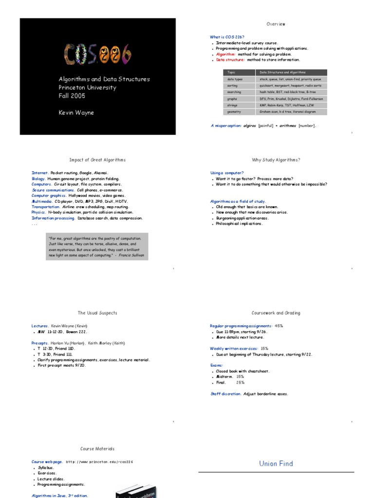 Algorithms and Data Structures Princeton University Fall 2005 Kevin ...