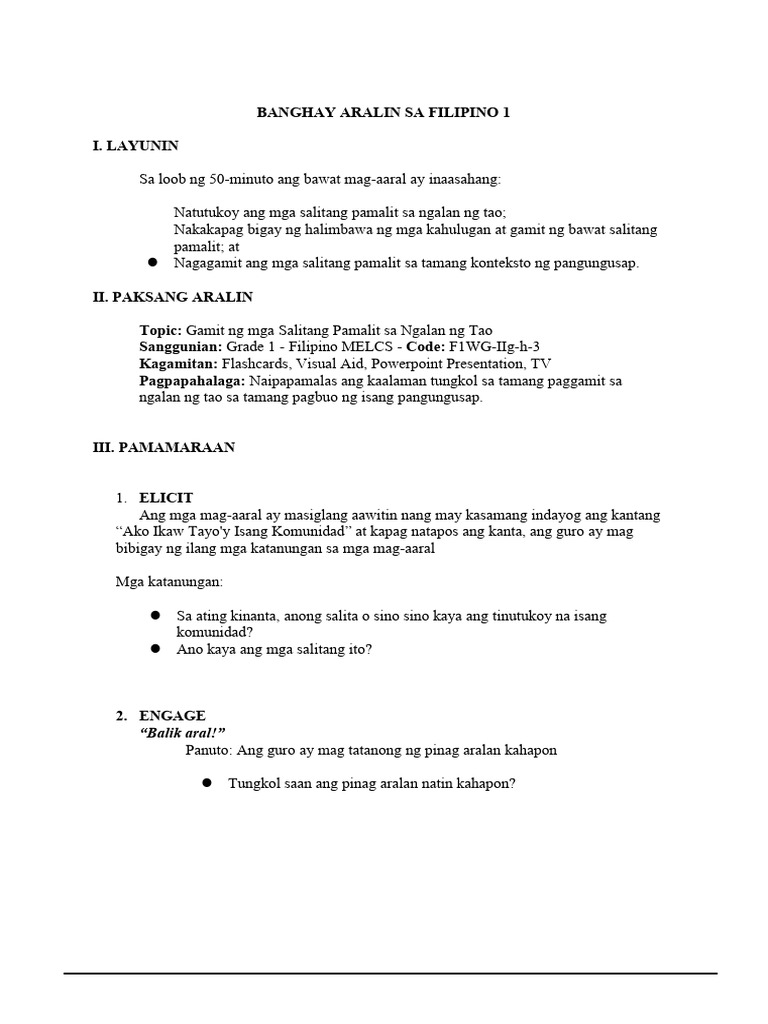 7es Lesson Plan in Filipino | PDF