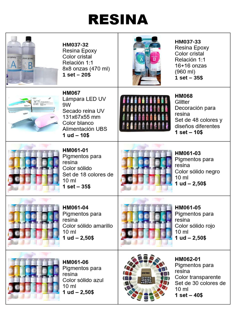 Productos para Resina Epoxy y Moldes | PDF | Color | Pigmento