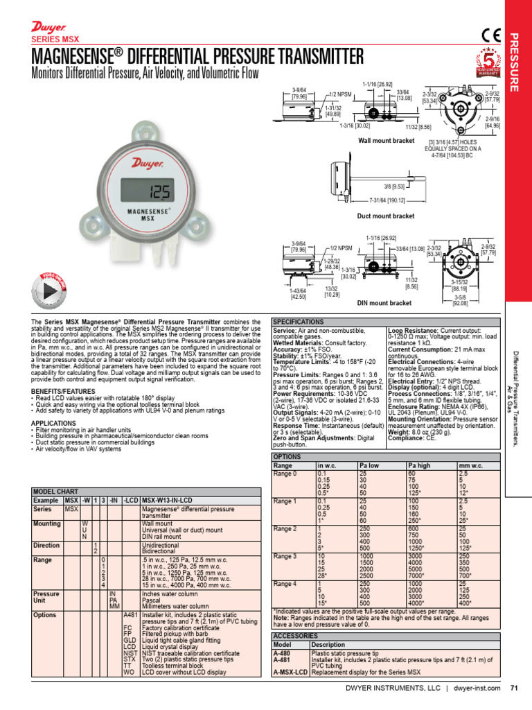 Magnesense Differential Pressure Transmitter: Monitors Differential ...