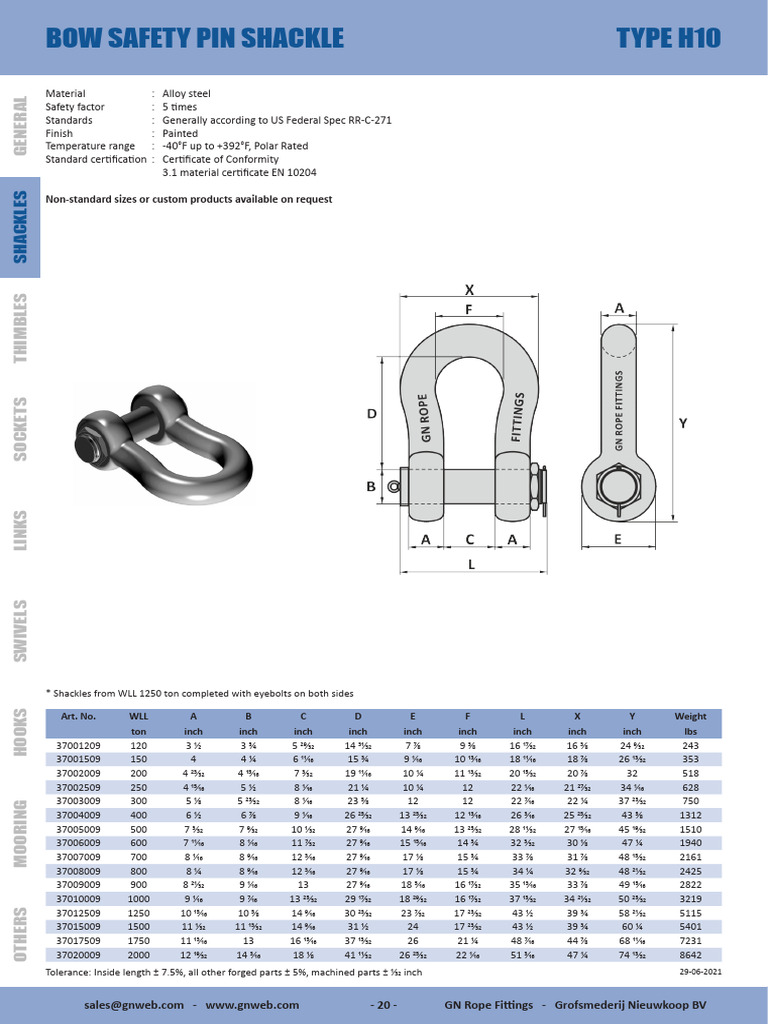 GN Wide Body Shackle H10 | PDF