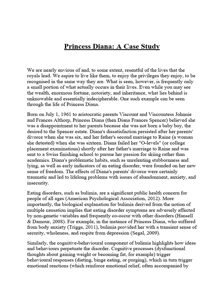 assignment - case study | PDF | Diana | Bulimia Nervosa