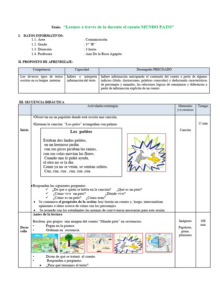 Lectura Infantil: Mundo Pato en 1ºB | PDF | Aprendizaje | Cognición