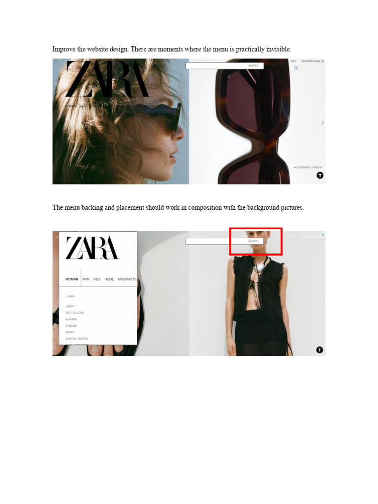ZARA website improvements | PDF