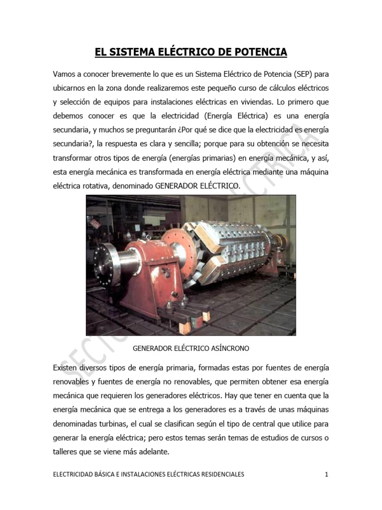 1. Generacion Electrica y el Sistema Electrico de Potencia | PDF | Ingenieria Eléctrica ...