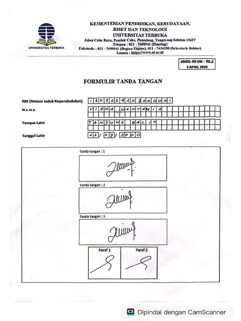 Formulir Tanda Tangan | PDF