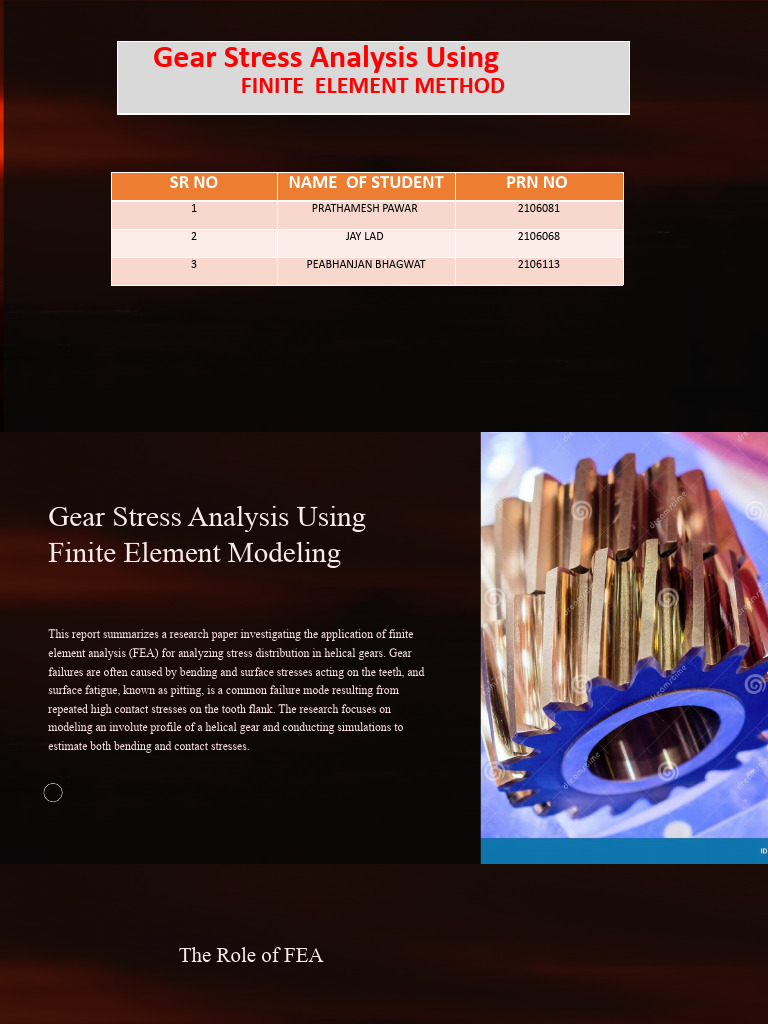 Fem Presentation | PDF | Finite Element Method | Gear