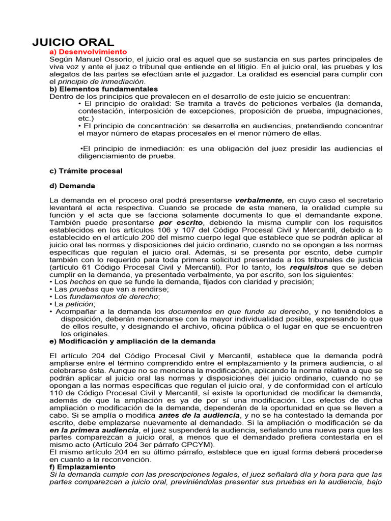 Juicio Oral | PDF | Demanda judicial | Sentencia (ley)
