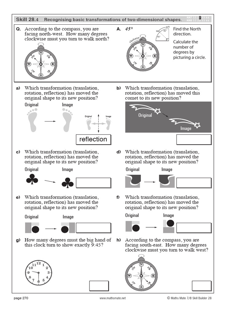 Skill Builder Transformations | PDF | Shape | Rotation