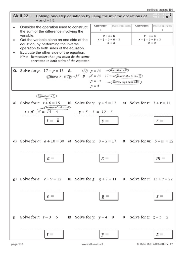 Skill Builder Solving Equations | PDF | Mathematics | Mathematical Objects
