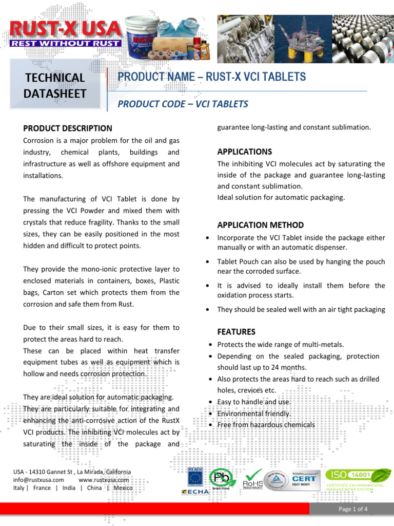 VCI - Tablet - Rust X | Download Free PDF | Corrosion | Materials