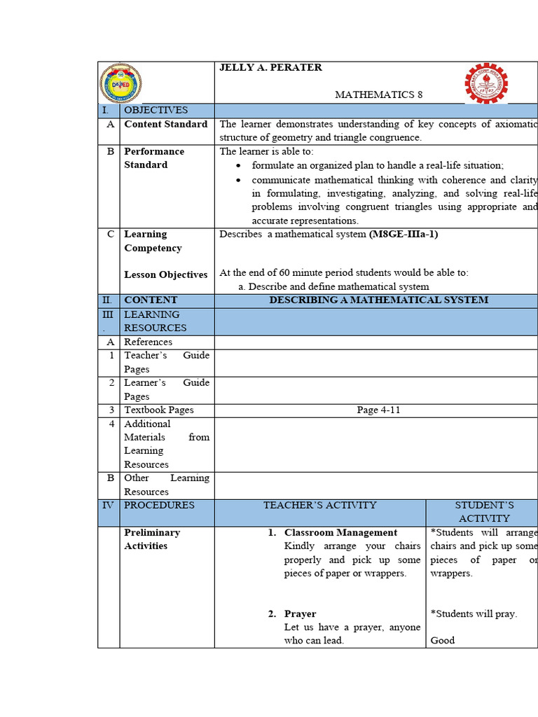 Grade 8 Quarter 3 Describing Mathematical System | Download Free PDF ...