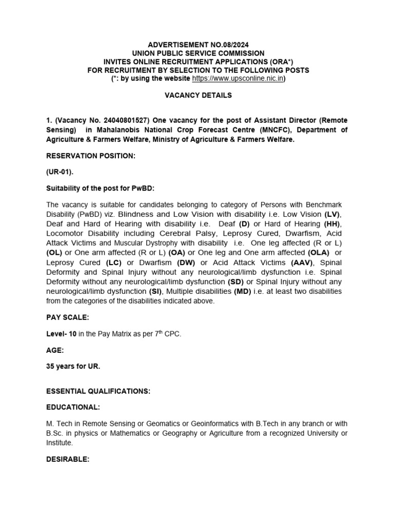 Advt No 08 2024 Engl 260424 | PDF | Academic Degree | Doctor Of Philosophy