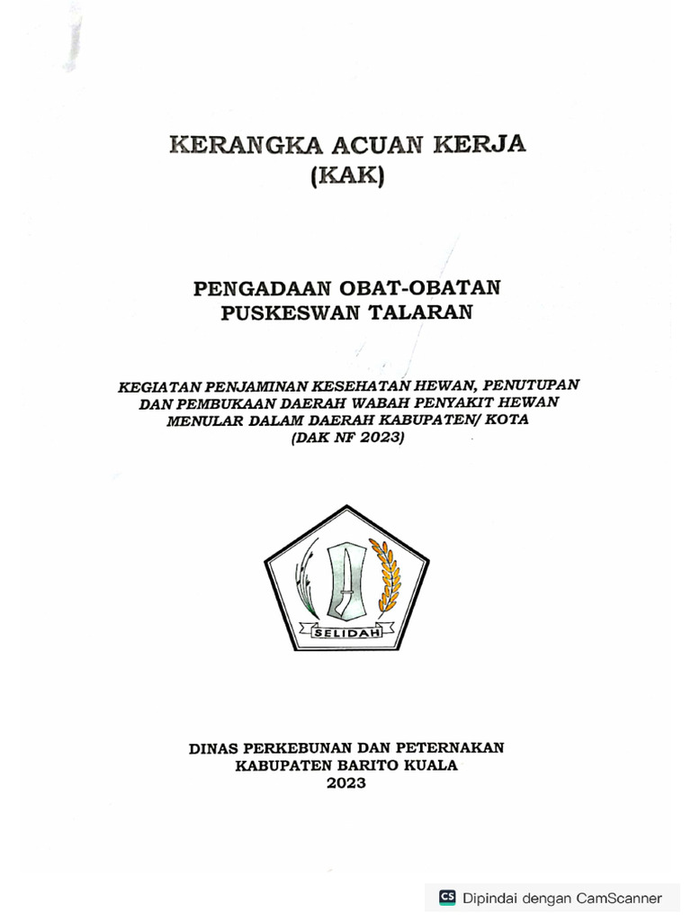 KAK Pengadaan Obatobatan Puskeswan Talaran 2023 | PDF