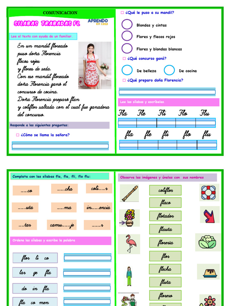 Sílabas Trabadas: Fla, Fle, Fli, Flo, Flu | PDF | Estudios de idiomas ...
