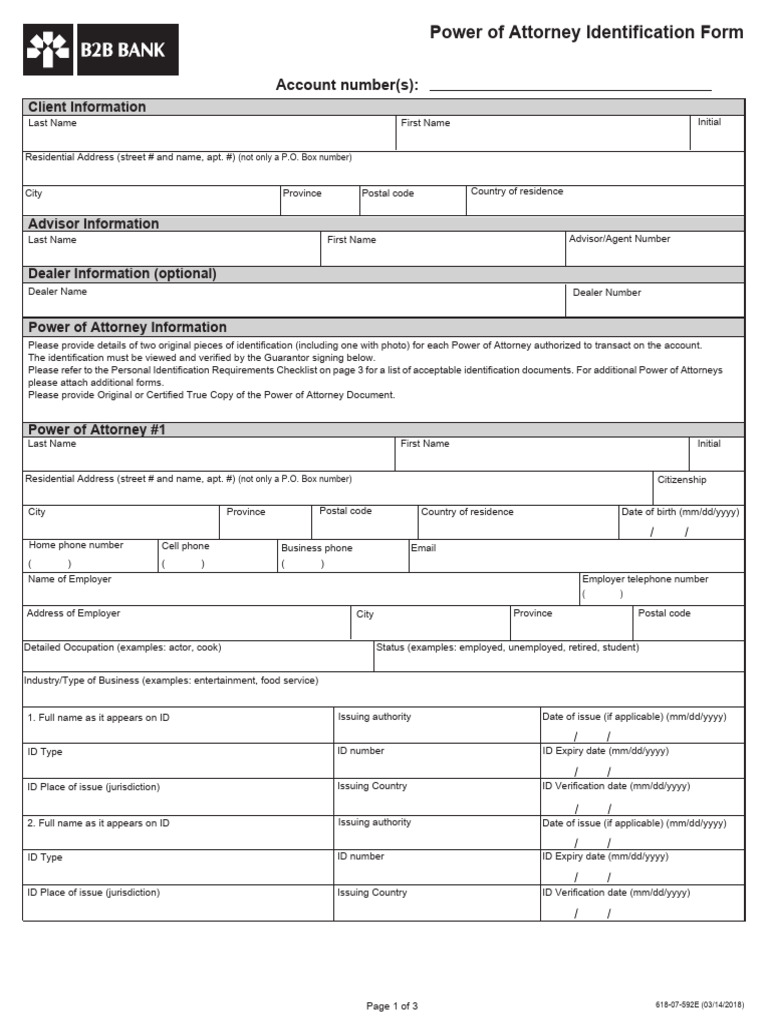 Power of Attorney ID Verification Form | PDF | Identity Document ...