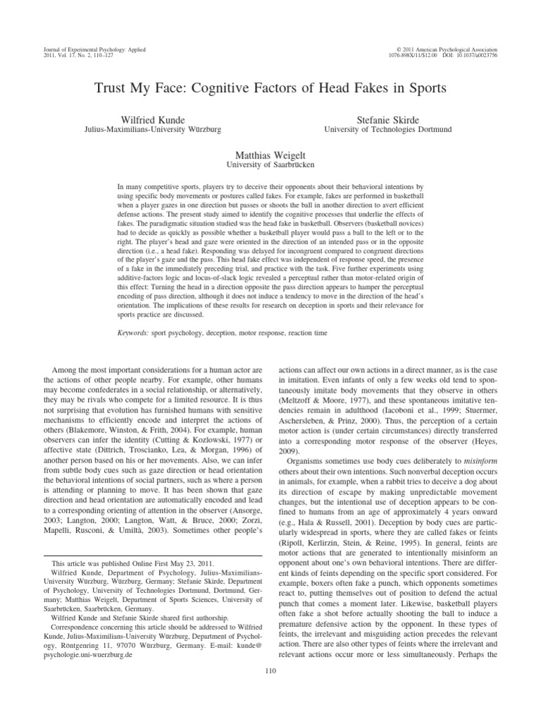 Kunde - Skirde - Weigelt - Trust My Face | PDF | Perception | Experiment