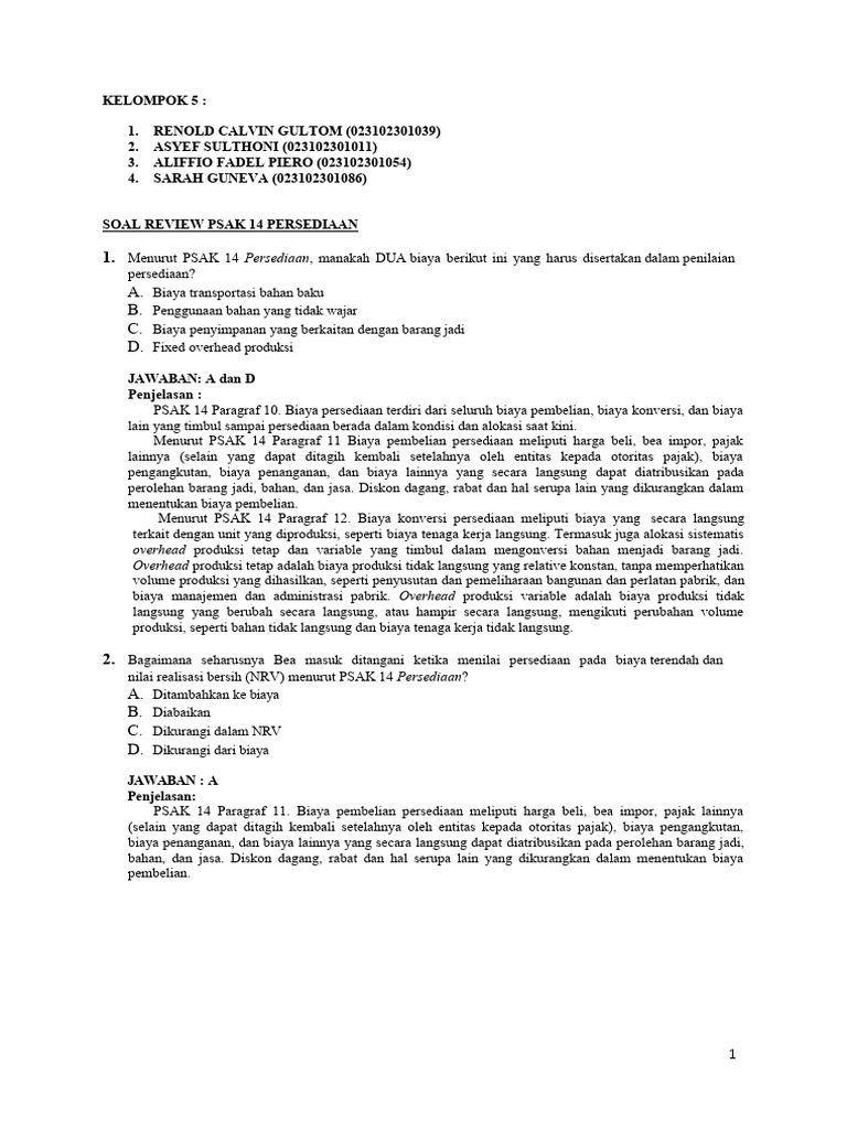 Review PSAK 14 dan 19: Persediaan & Aset Tak Berwujud | PDF | Bisnis