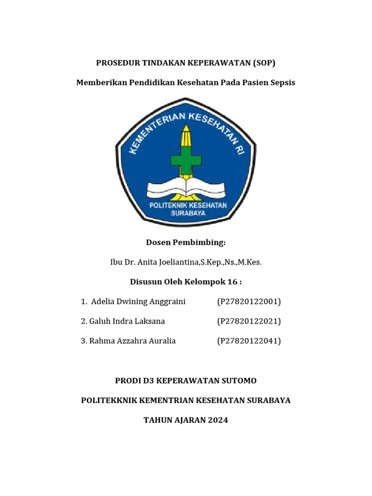 Sop Sepsis Kel 16 | PDF