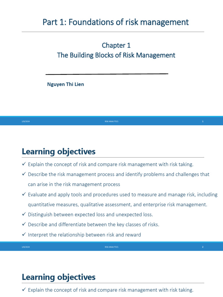 Risk Management Foundations and Metrics | PDF | Financial Risk | Risk