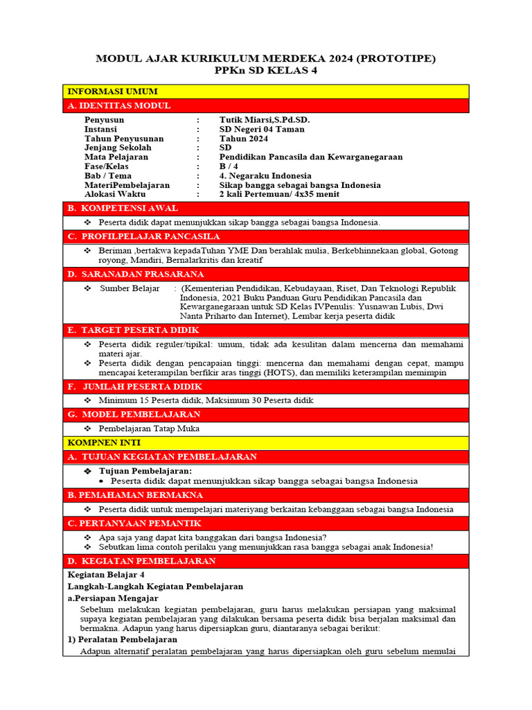 Modul Ajar Unggah Ekin PMM-1 | PDF