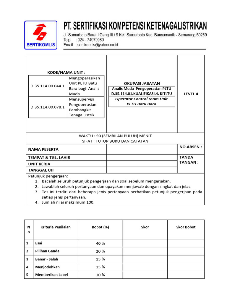 Lv.4-OPS PLTU - Operator Control Room PLTU Batu Bara 2 | PDF