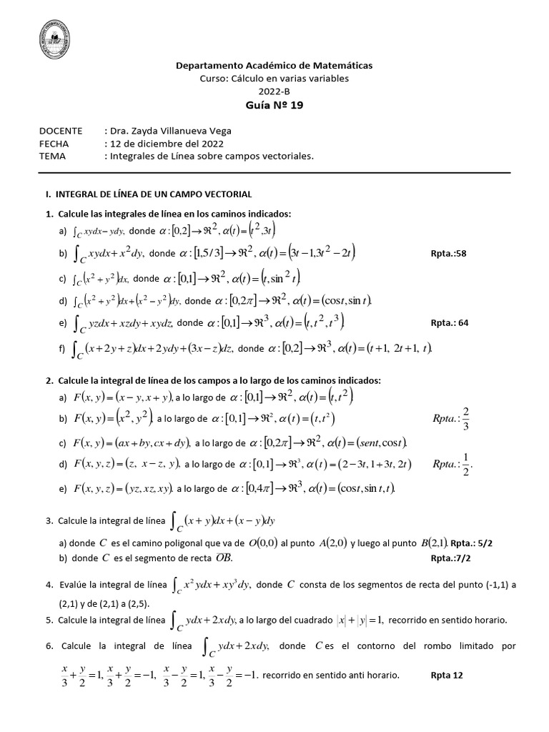 Integrales de Línea en Campos Vectoriales | PDF | Integral | Espacio