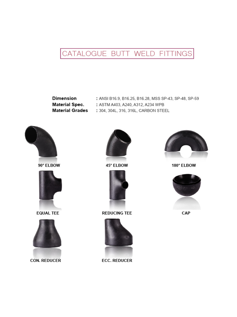 Butt Weld Fittings Dimensions Catalog | PDF | Pipe (Fluid Conveyance ...