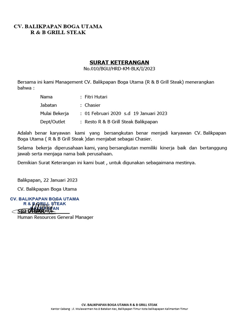 CV Balikpapan Boga Utama | PDF