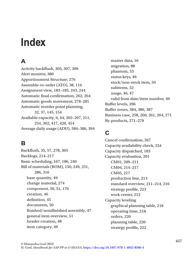 Index: © Himanshu Goel 2022 H. Goel, Handbook For SAP PP in S/4HANA | PDF | Business | Business ...