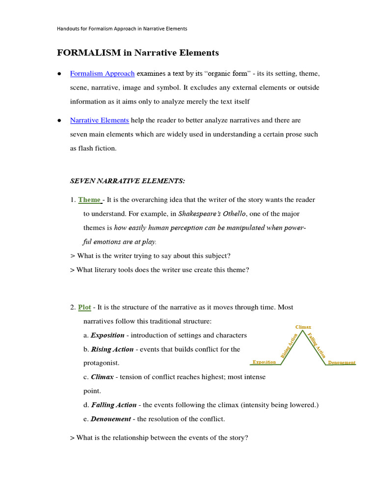 Formalism in Narrative Elements Guide | PDF | Narration | Narrative