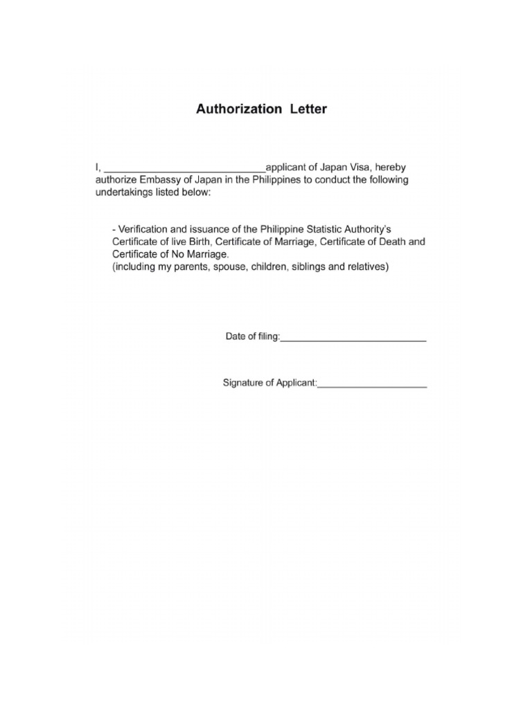 PSA Authorization Letter | PDF