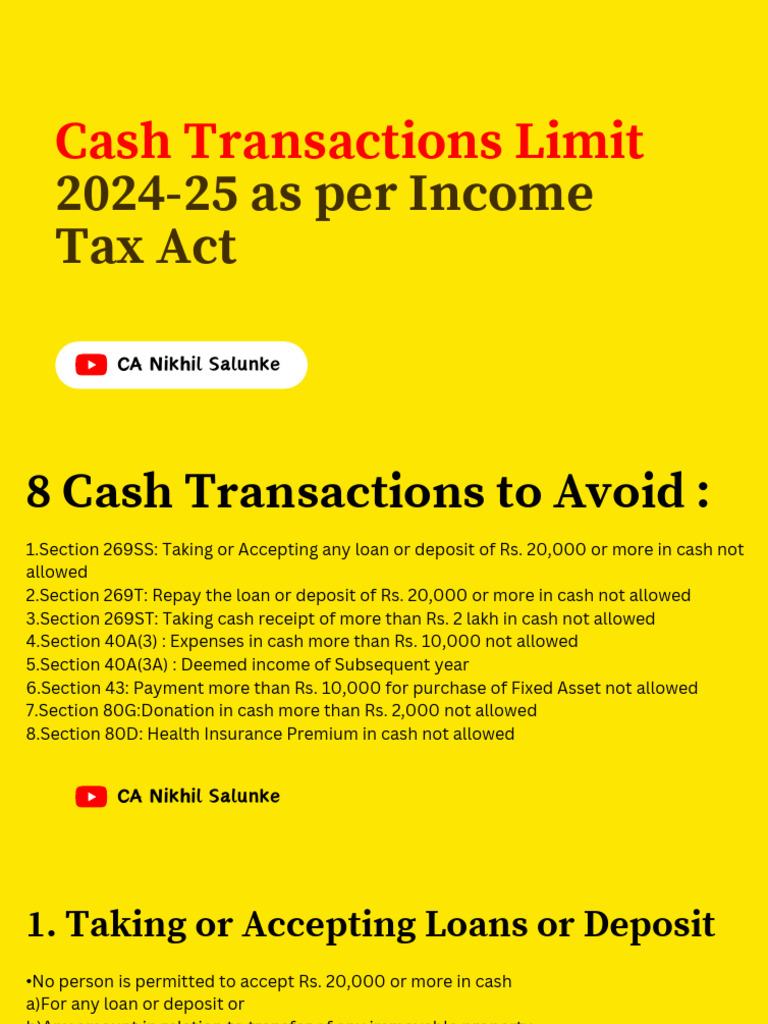 Cash Transaction Limits Under IT Act 2024 | PDF | Expense | Deposit Account