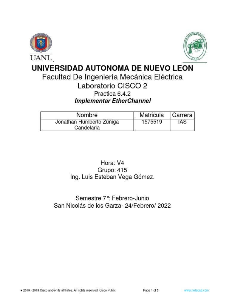 Implementing EtherChannel in Cisco Lab | PDF | Network Switch | Computer Network