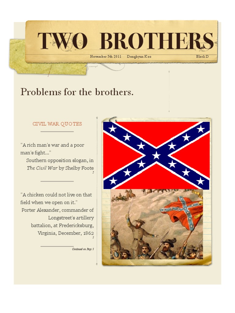 Two Brothers: Problems For The Brothers | PDF | American Civil War ...