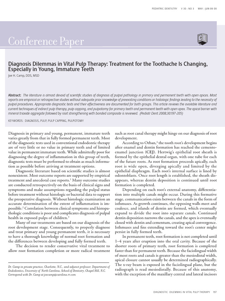 3 Dilemas DX en Terapia Pulpar | PDF | Human Tooth | Dental Anatomy