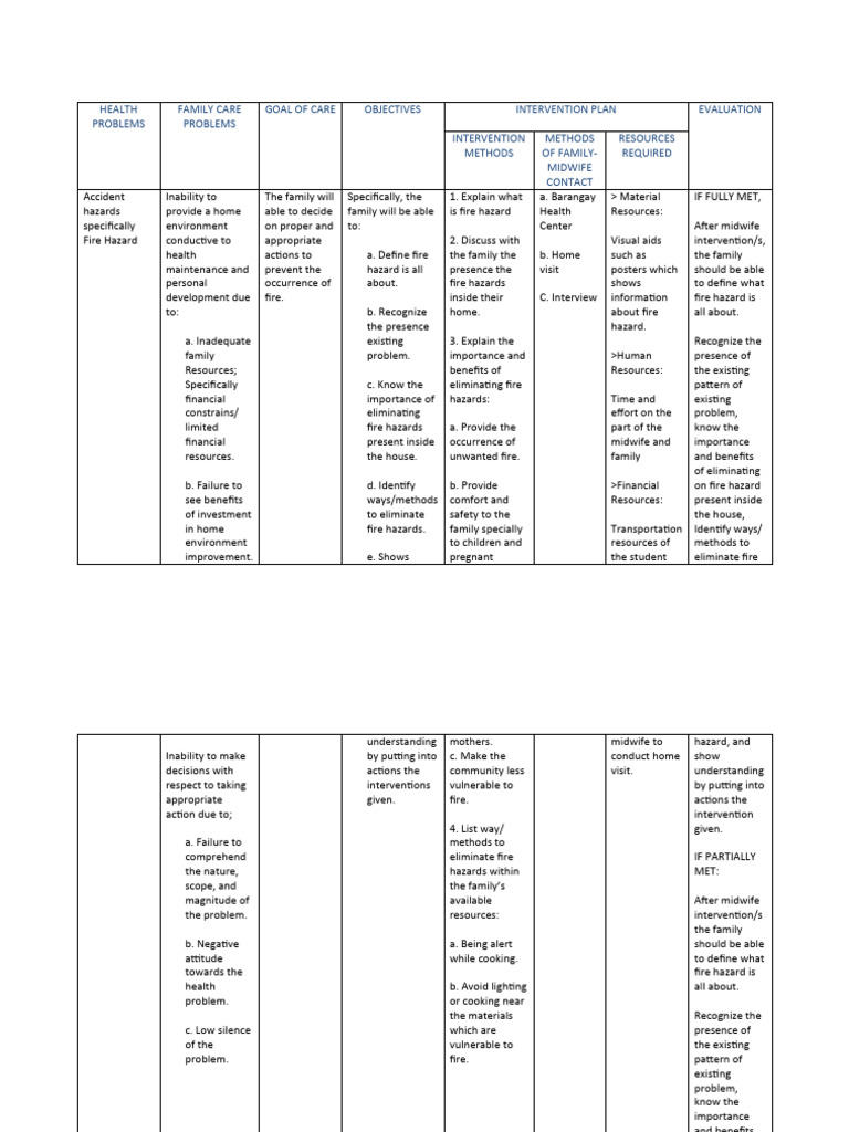MIDWIFE CARE PLANS(1) | PDF | Hazards | Fire Safety