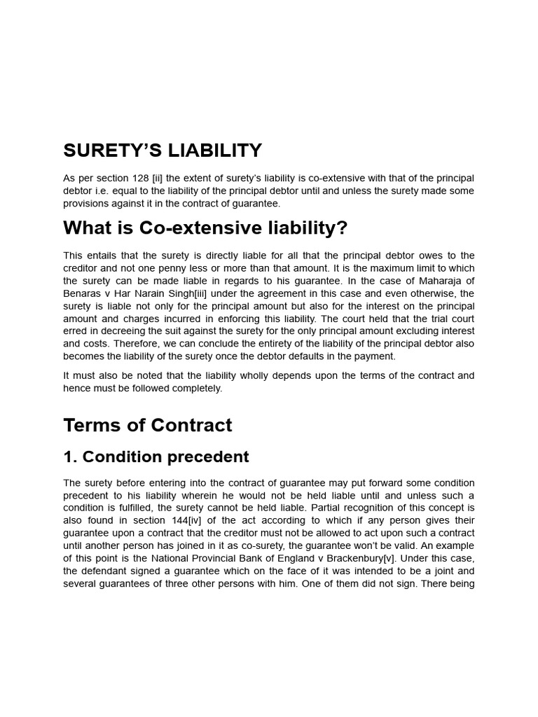 Surety's Co-Extensive Liability Explained | PDF | Guarantee | Surety