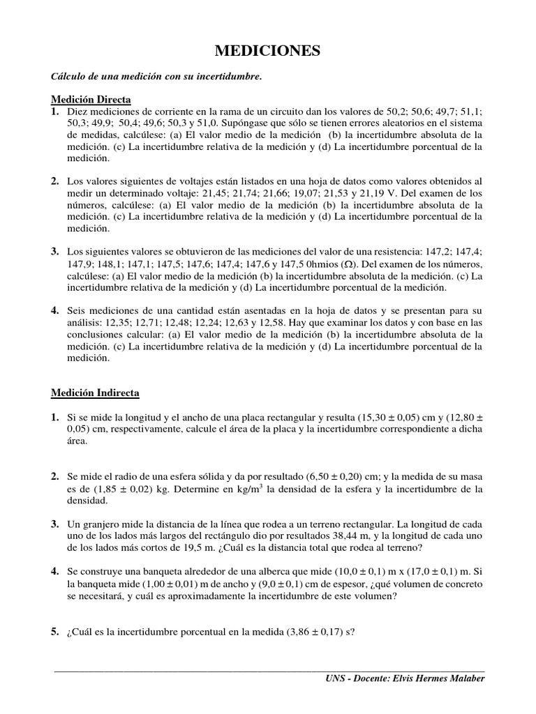 MEDICIONES Ejercicios Propuestos | PDF | Medición | Masa