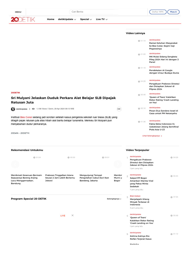 Sri Mulyani Jelaskan Duduk Perkara Alat Belajar SLB Dipajak Ratusan Juta | PDF