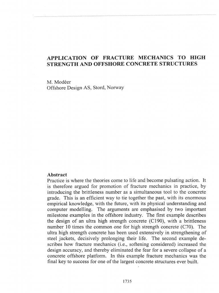 1995 Vimp APPLICATION OF FRACTURE MECHANICS TO STRENGTH AND OFFSHORE CONCRETE STRUCTURES ...