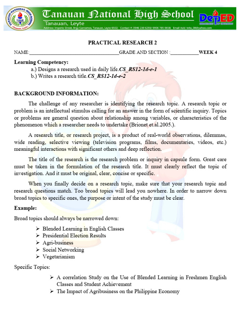 Practical-Research-2-Week-4 Module | PDF | Learning | Information