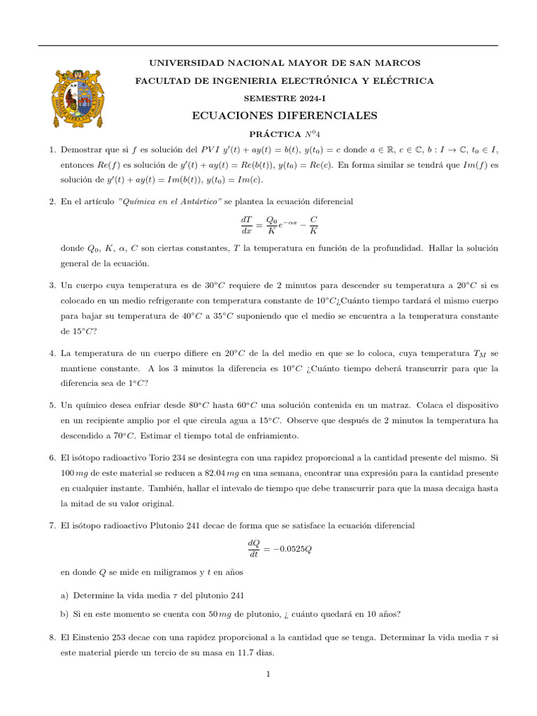 Practica N4 | PDF | Desintegración radioactiva | Ecuaciones
