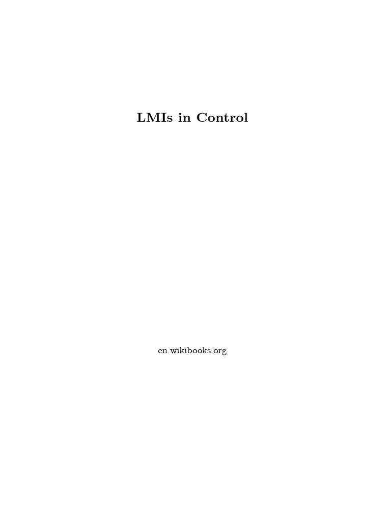 LMIs in Control | PDF | Algebra | Mathematics