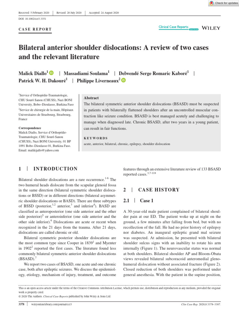 Clinical Case Reports - 2020 - Diallo - Bilateral Anterior Shoulder ...