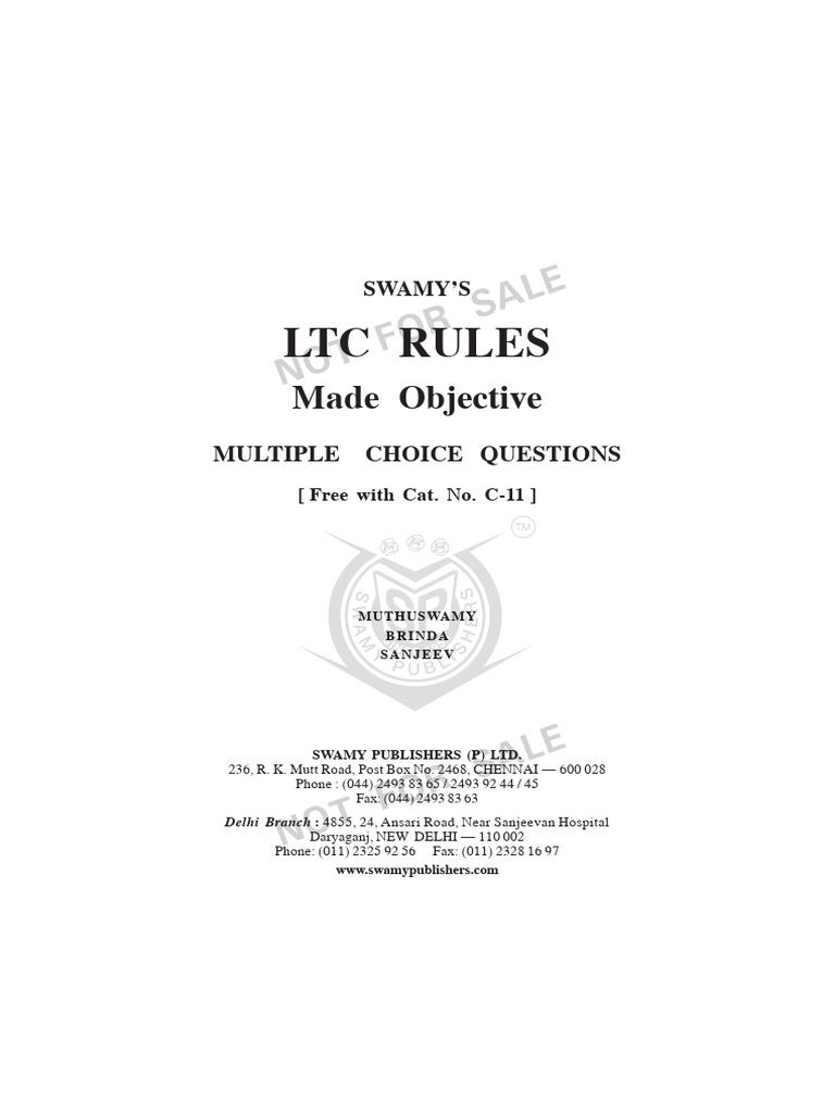 Swamy's LTC Rules MCQ Guide | PDF | Fare | Stepfamily