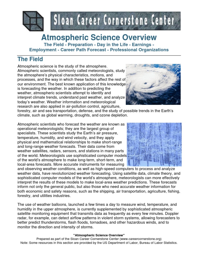 Overview of Atmospheric Science Careers | PDF | Meteorology ...